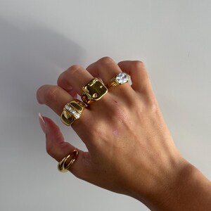 Gold Chunky Ring, Minimalist Thick Gold Ring for Her, Wide Gold Band ...