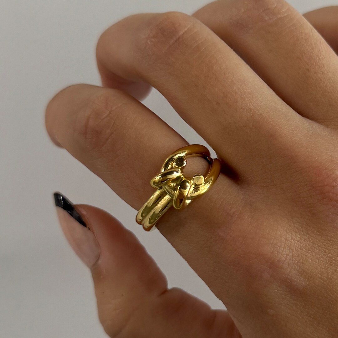 Gold Chain Ring for Women, Gold Filled Chain Ring, Knot Statement Ring ...