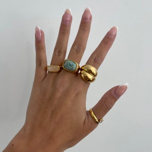 Statement Ring, Chunky Gold Ring, Gemstone Ring, 18k Gold Filled Ring ...