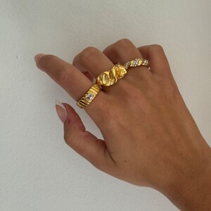 Gold Statement Ring, Ribbed Gold Ring, Thick Dome Ring, Gold Filled ...