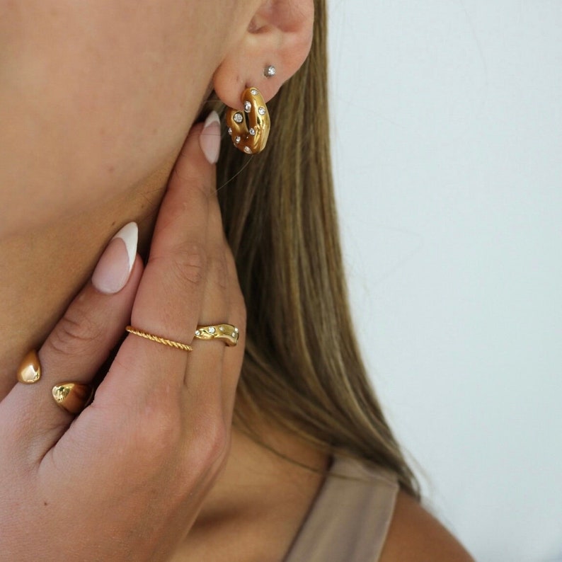 Thick Gold Band Ring, Open Faced Band Ring Gold, Chunky Gold Band Ring ...