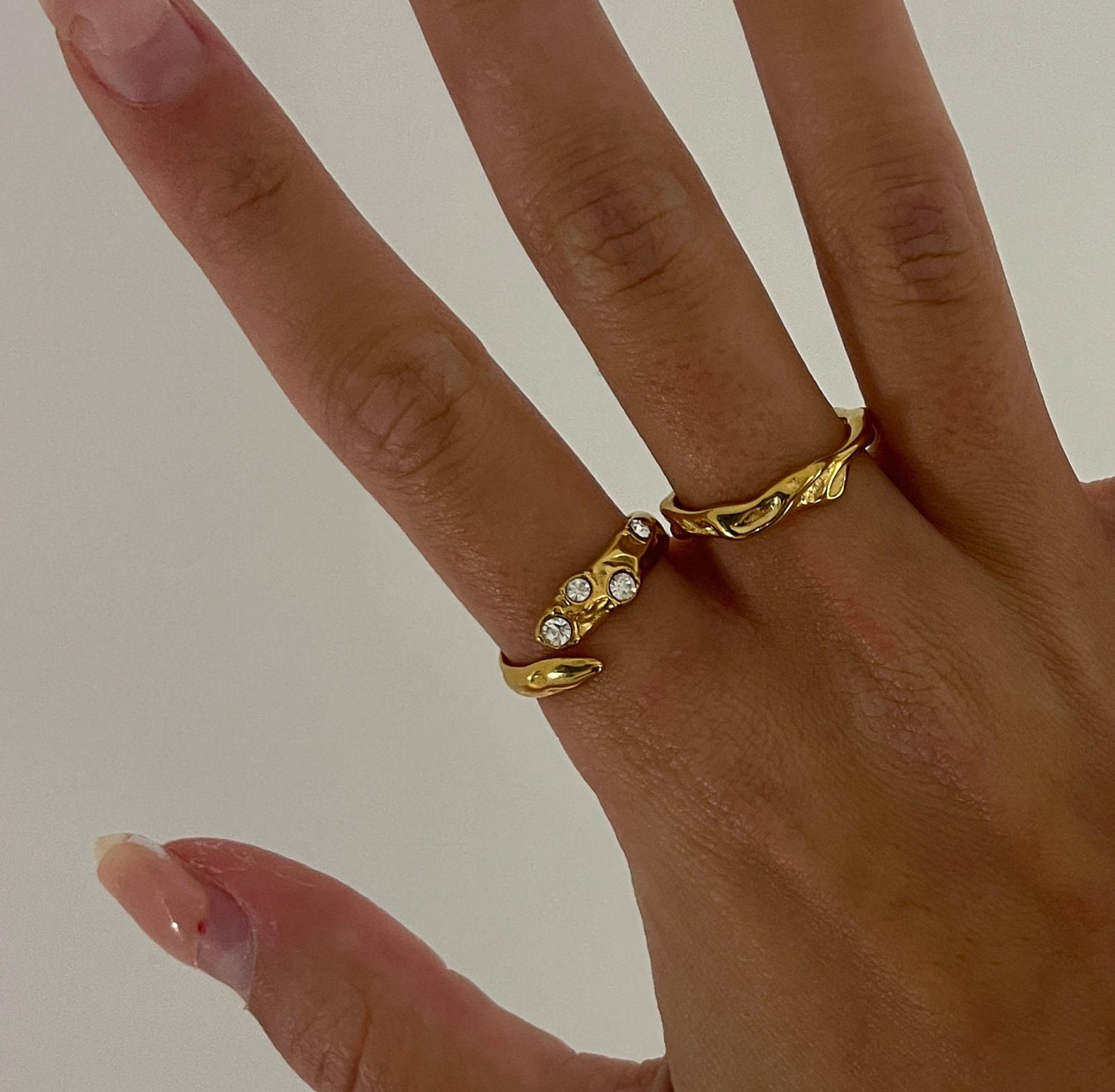 Gold Minimalist Ring, Wrap Ring Open Ring, Minimalist Gold Pave Ring ...