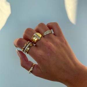 Gold Chunky Ring, Minimalist Thick Gold Ring for Her, Wide Gold Band ...