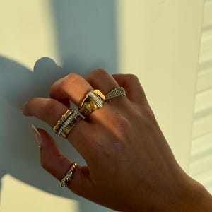Gold Chunky Ring, Minimalist Thick Gold Ring for Her, Wide Gold Band ...
