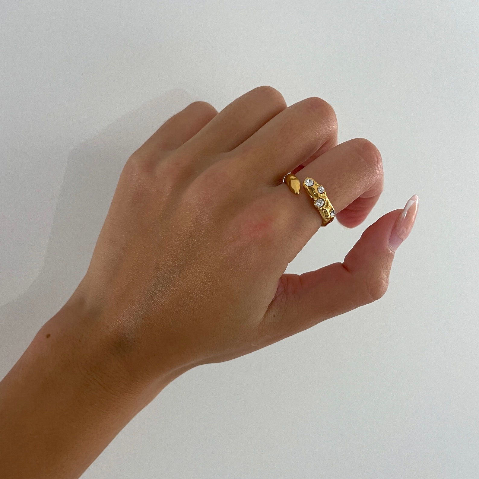 Gold Minimalist Ring, Wrap Ring Open Ring, Minimalist Gold Pave Ring ...