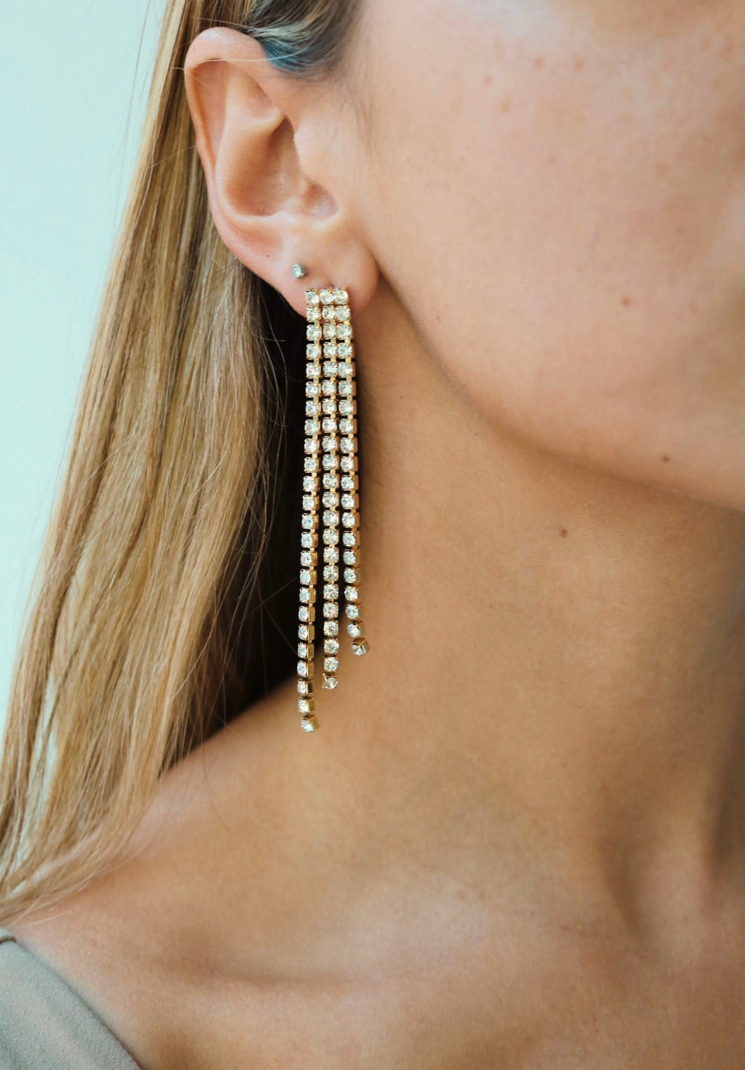 Winnie Dangle Earrings, Dangle Sparkle Earrings, Prom Earrings, Long ...