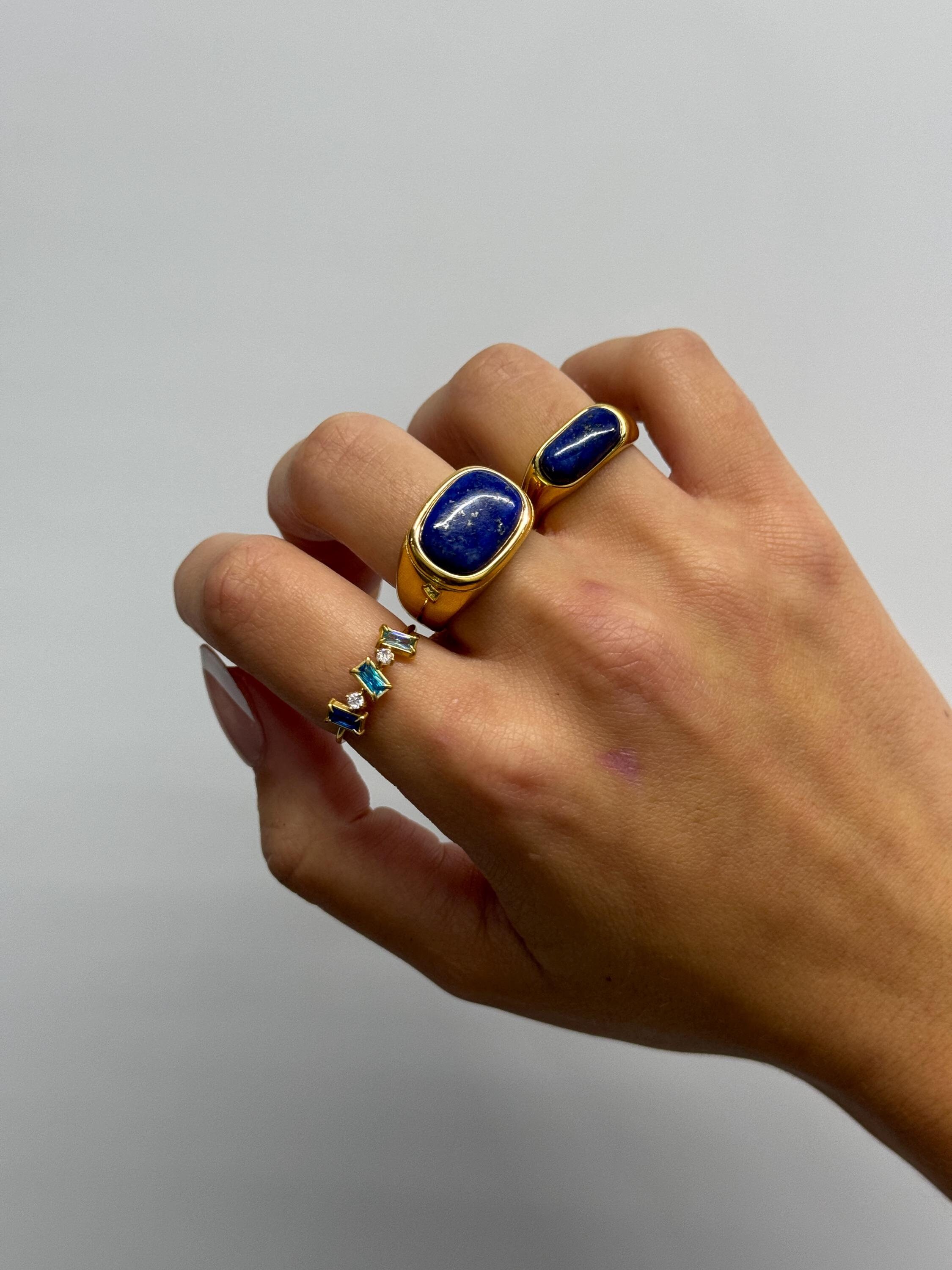 Blue Topaz Ring, Gemstone Ring, Gold Statement Ring, Blue Topaz ...