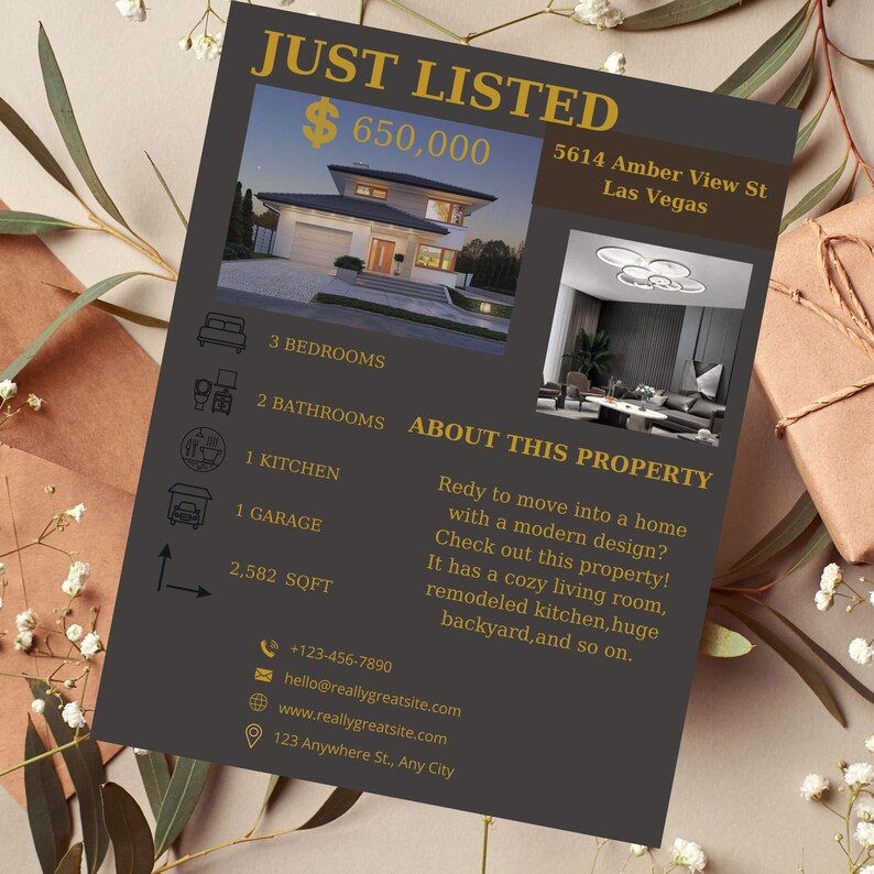 Just Listed, Real Estate Flyer Template, Just Listed Flyer, Open House ...