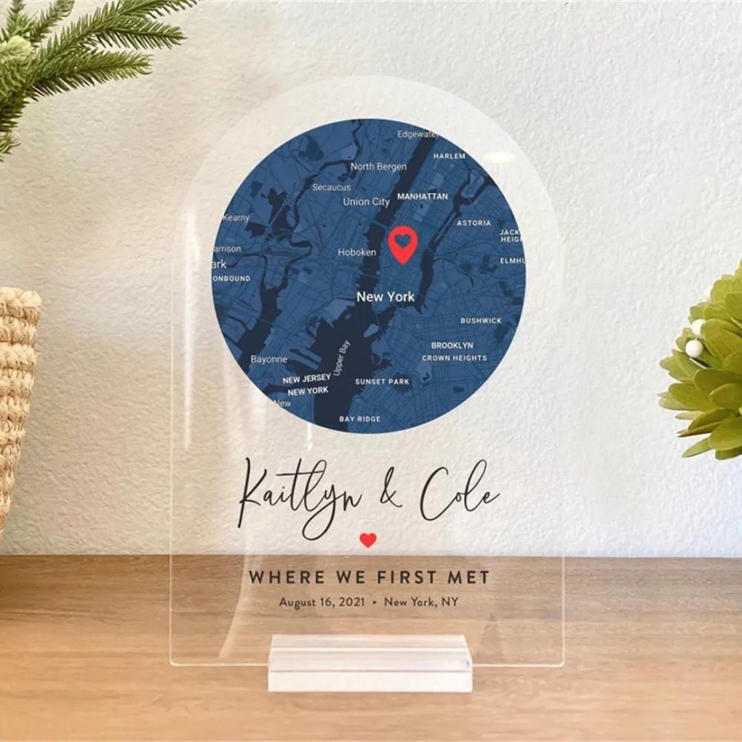 Custom Where We Met Acrylic Map, Personalized Acrylic Plaque, Where It ...