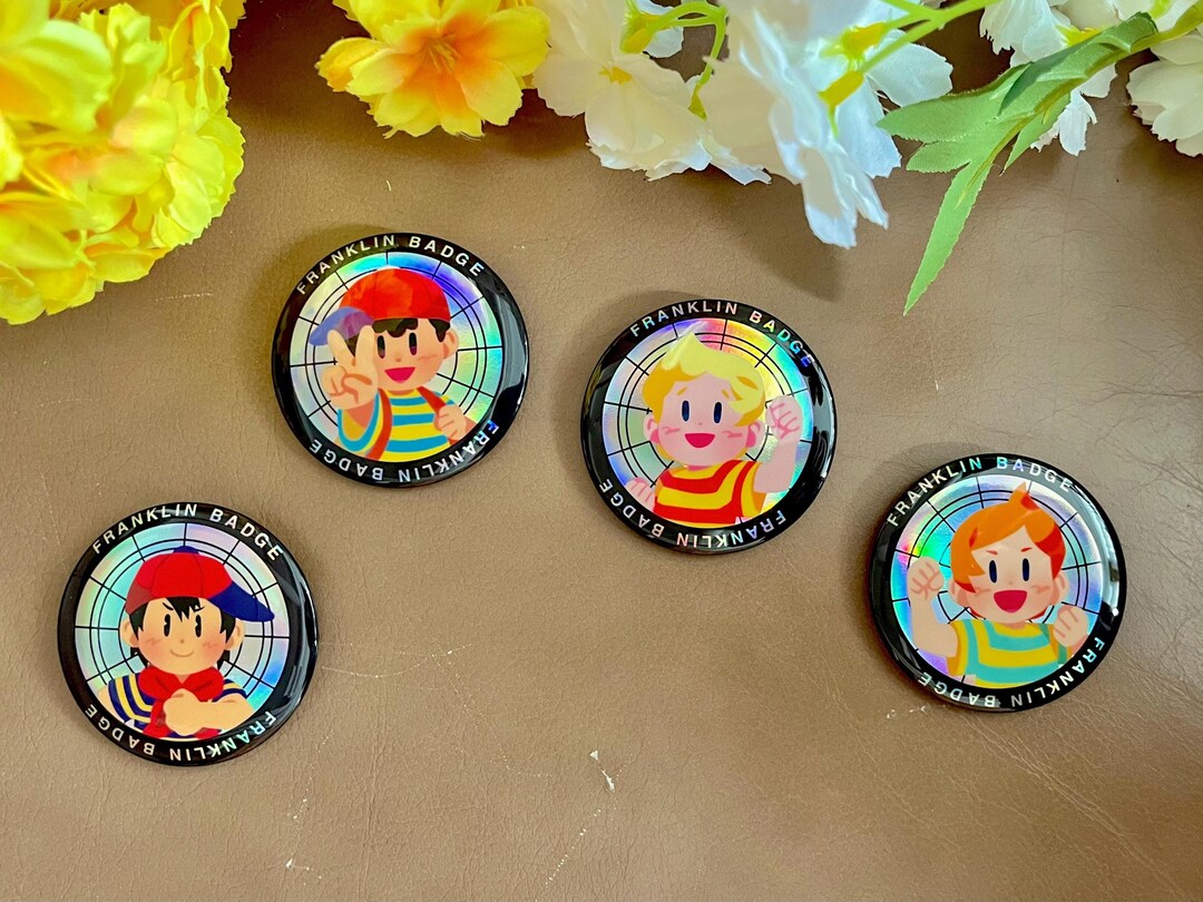 Earthbound Mother 1 2 3 Franklin Badges | 58 Mm Holographic Button Pin ...