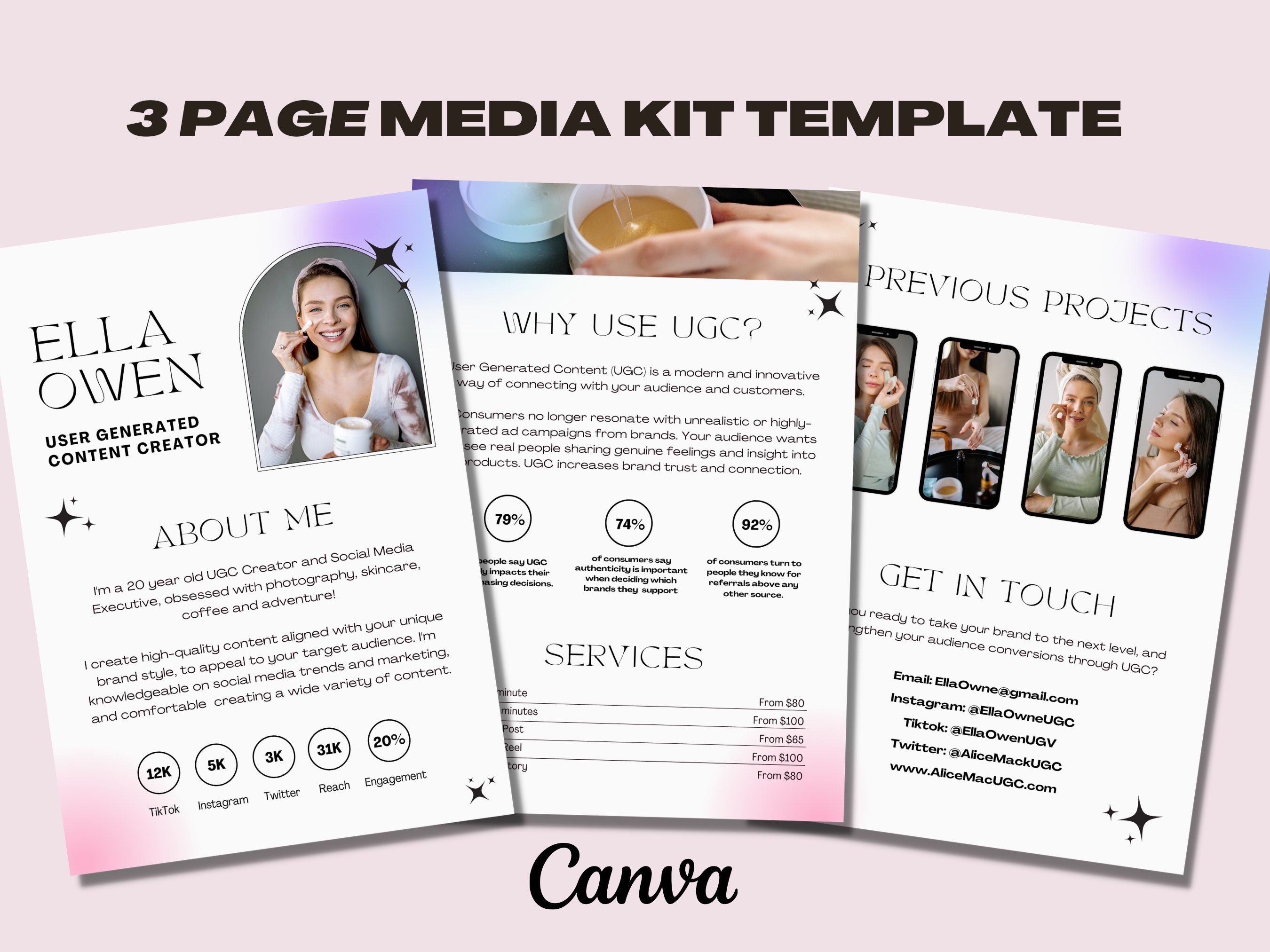 UGC Media Kit, UGC Creator Media Kit, UGC Media Kit Template, Ugc ...