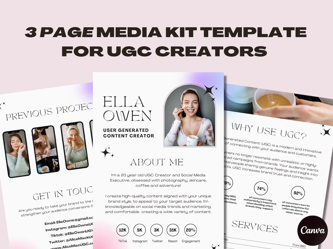 UGC Media Kit, UGC Creator Media Kit, UGC Media Kit Template, Ugc ...