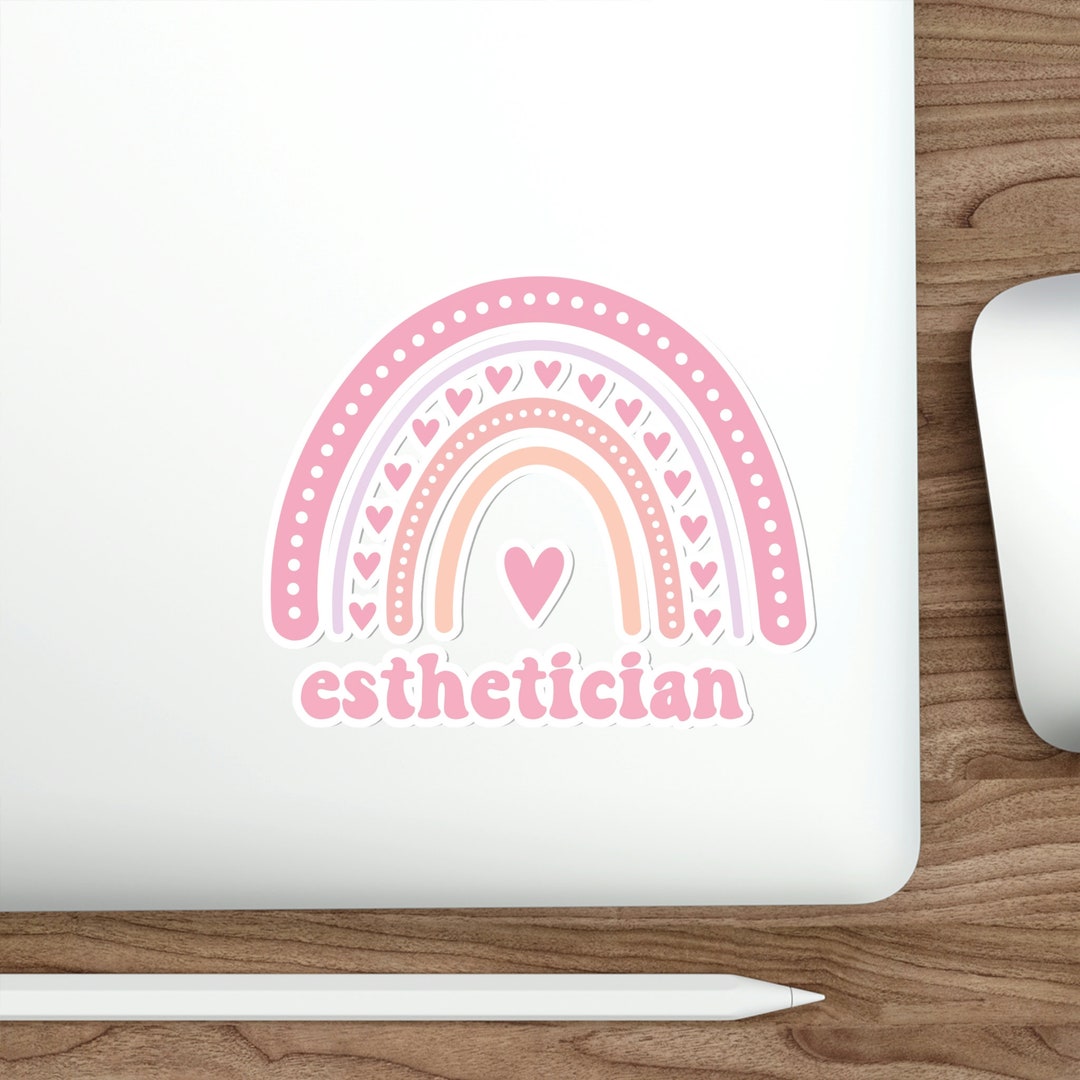 Esthetician Boho Pink Rainbow Die Cut Sticker for Water Bottle, Cup ...