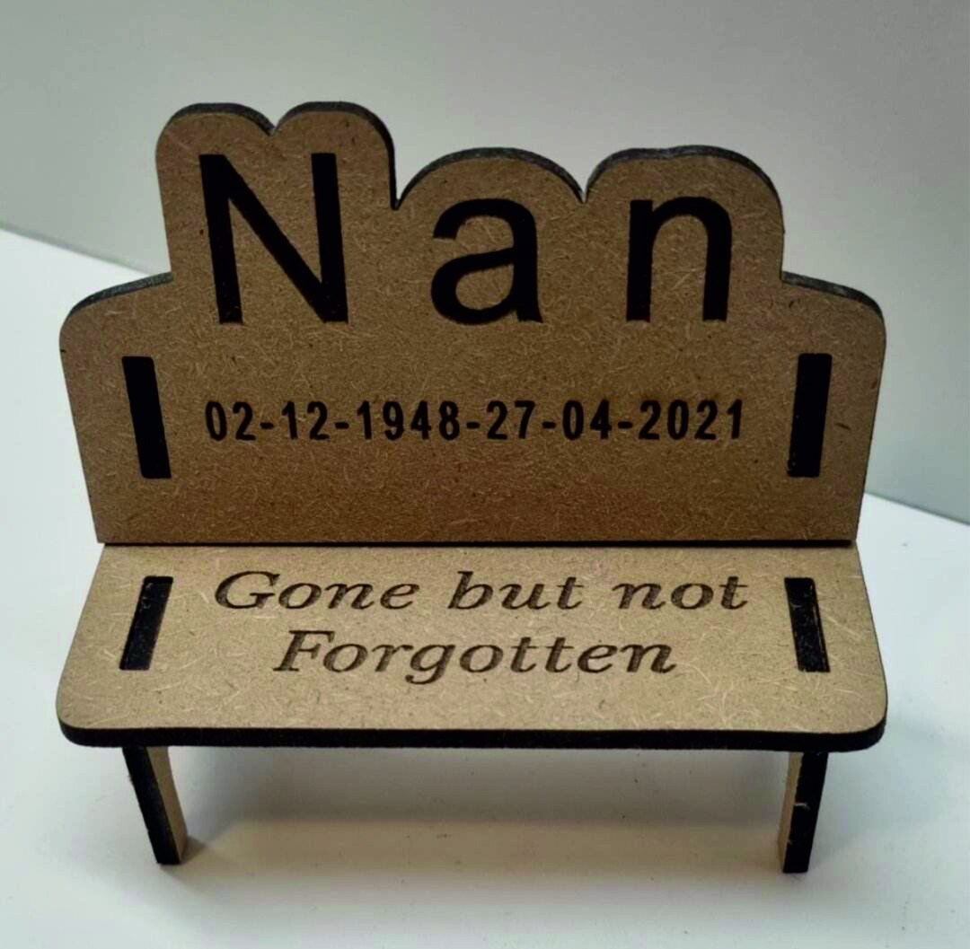 Nan Remembrance Bench in Loving Memory Gift Memorial Laser Cut M.D.F - Etsy