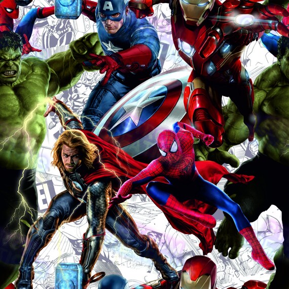 Super Hero Seamless Marvel Seamless Pattern Hulk Thor Iron | Etsy