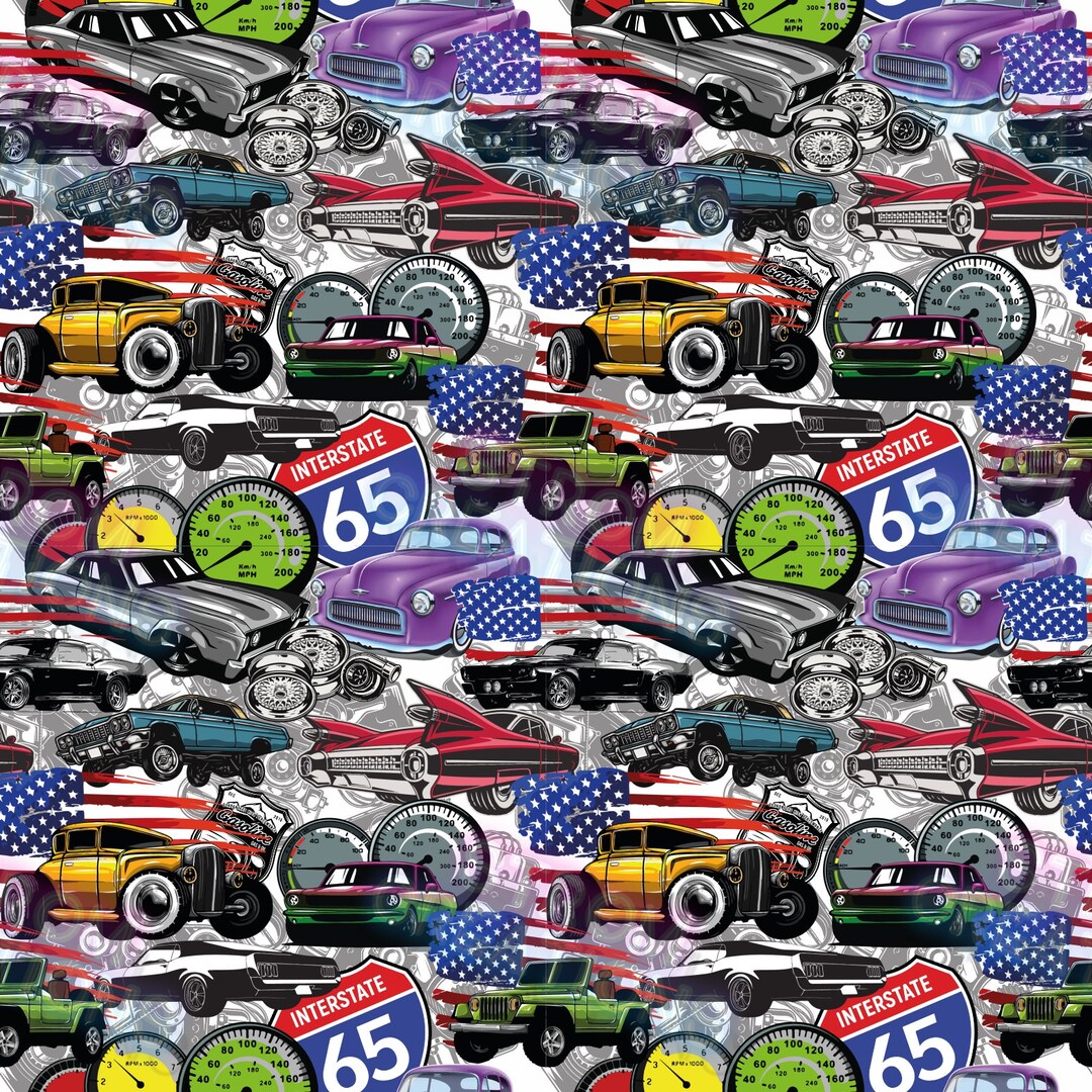 American Muscle Car Seamless Pattern Digital Pattern - Etsy
