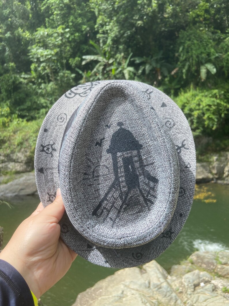 Painted Grey Hat Taíno Symbols, Garita Puerto Rico - Etsy