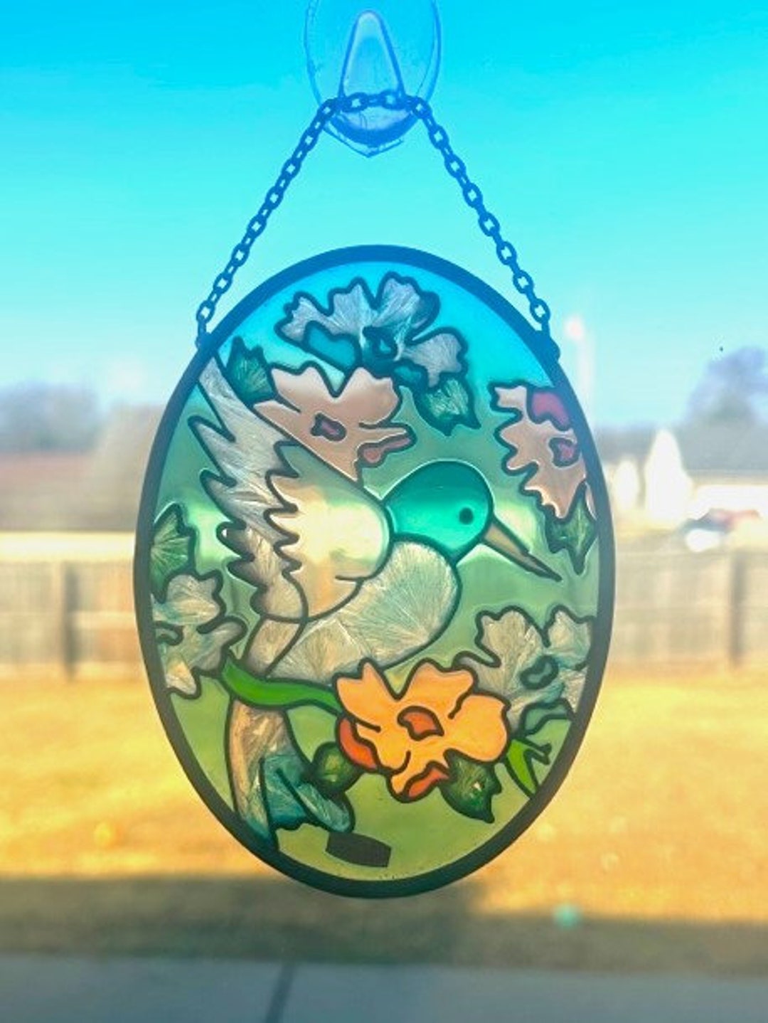 Vintage Bird Glass Suncatcher Hummingbird MCM Decor - Etsy