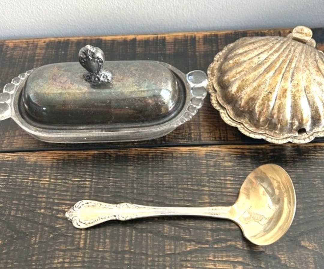 Silver Serving Ware Lot of 3 Silver Decor Items, Butter Dishes, Serving ...