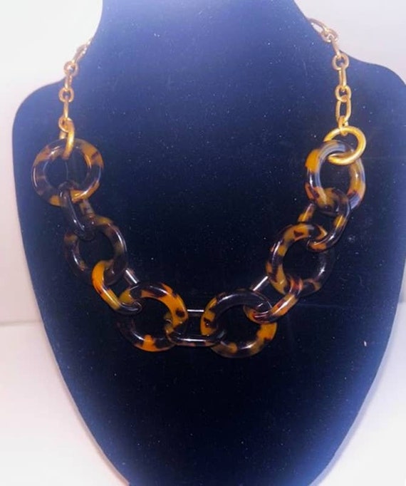 J. Crew Tortoise Shell Clear Crystal Statement Neckla… - Gem