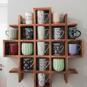 Special Shape Wooden Shelf, Coffee Tea Mug Storage, Wall Mounted Coffee ...