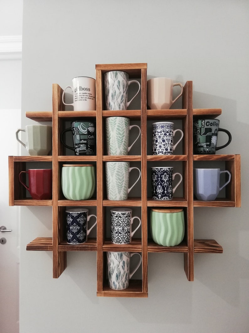 Special Shape Wooden Shelf Coffee Tea Mug Storage Wall - Etsy