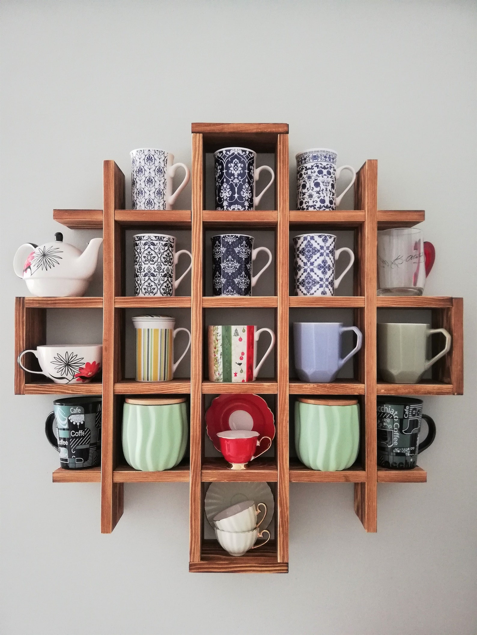 Special Shape Wooden Shelf Coffee Tea Mug Storage Wall - Etsy