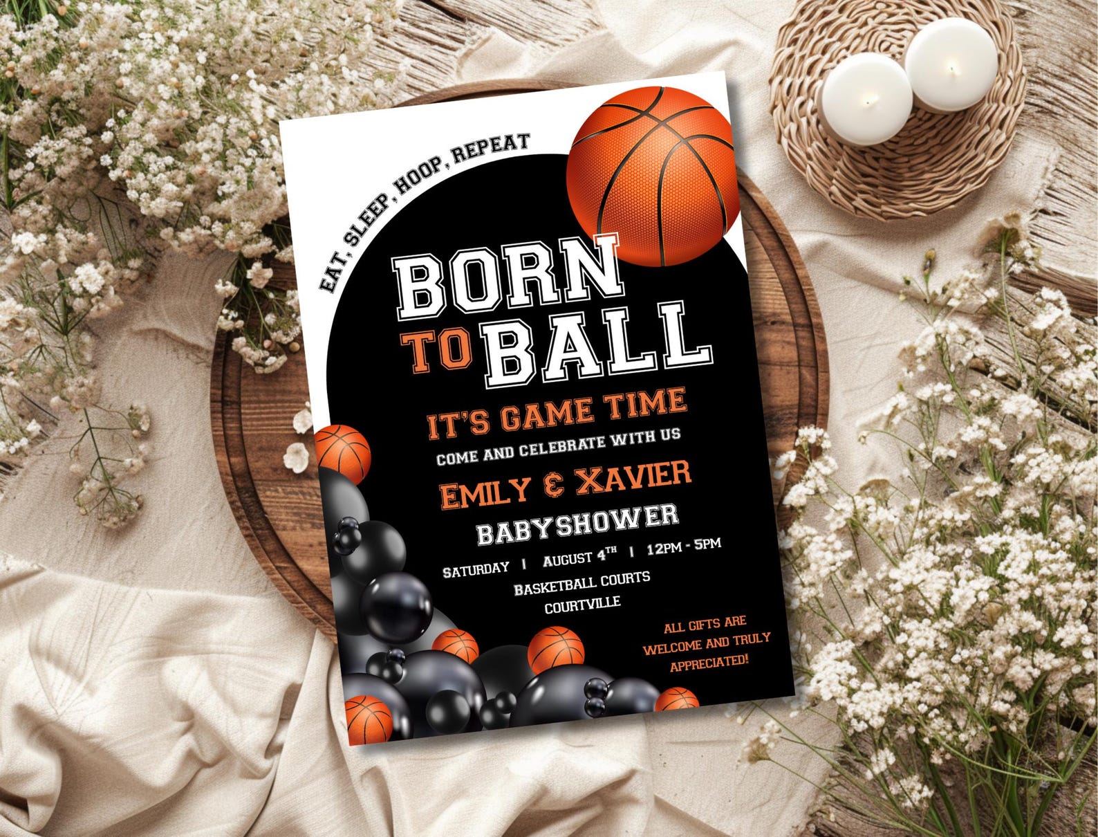 Basketball Baby Shower Invitation Editable, Born to Ball, Sports, Baby ...