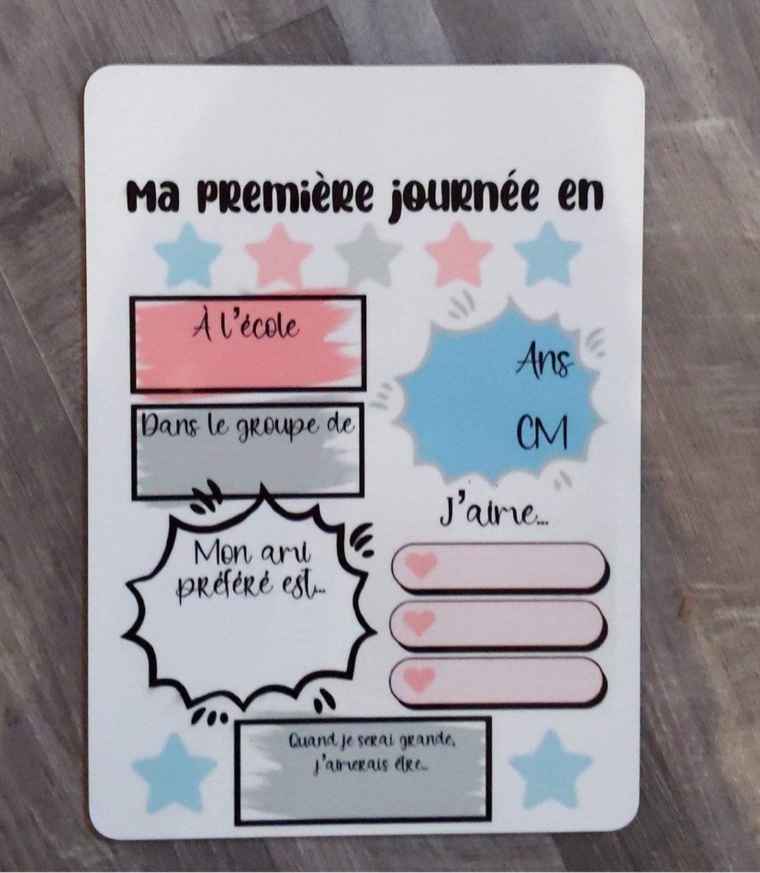 Erasable Chart My First Day of Back to School English Français - Etsy