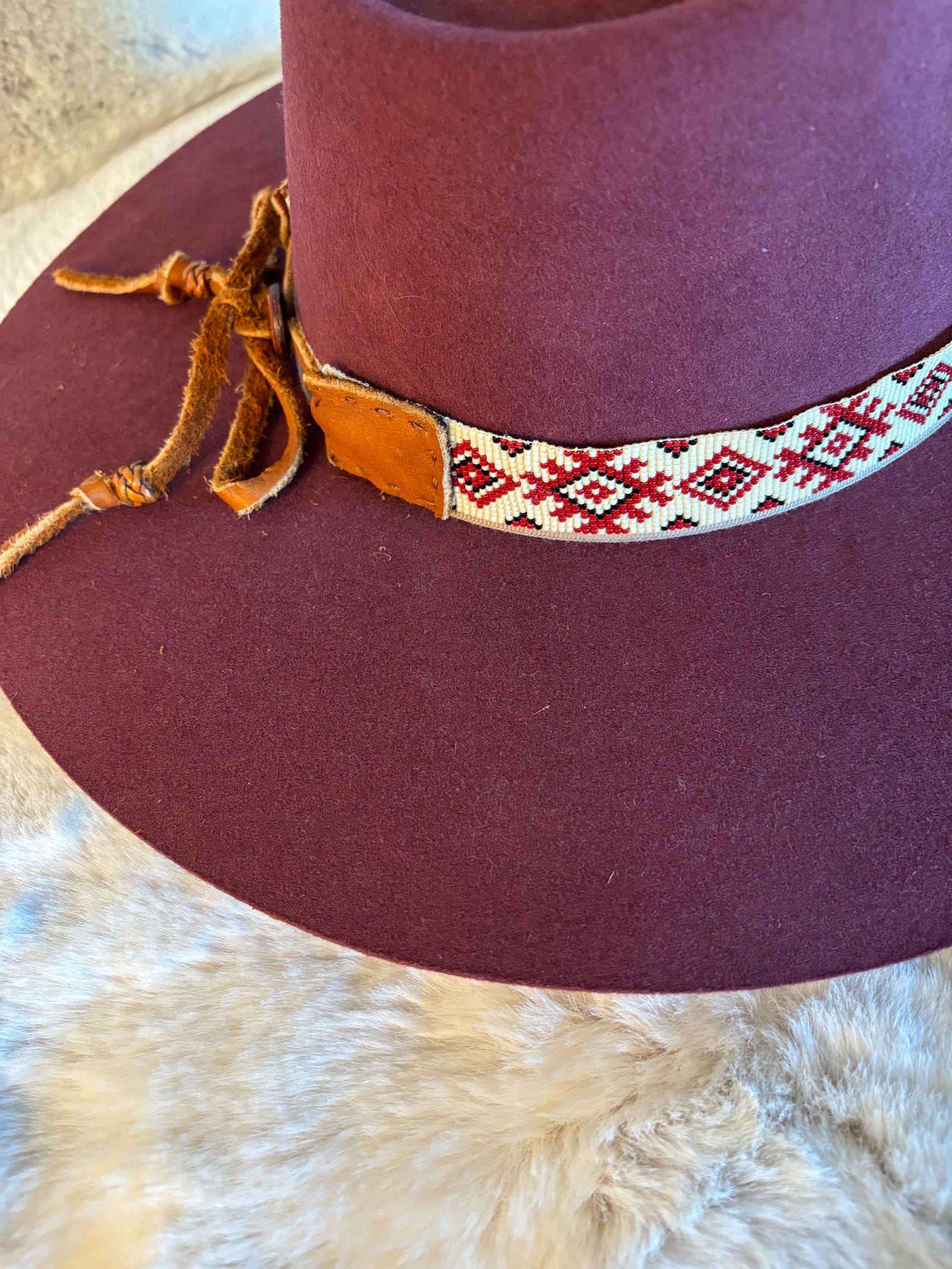 Brandy-loom Beaded Western Hatband With Elk Trim and Ties. - Etsy