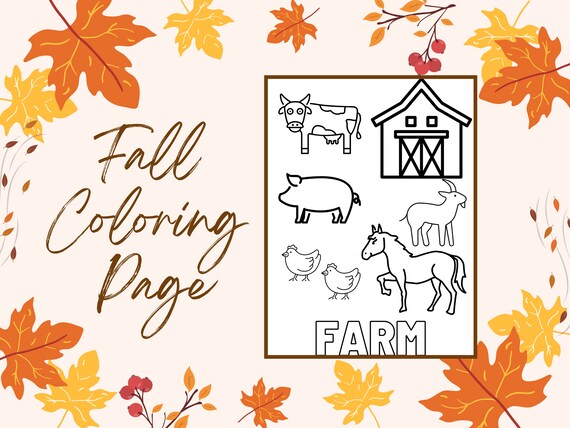 FARM FALL Coloring Page for Kids November Thanksgiving | Etsy
