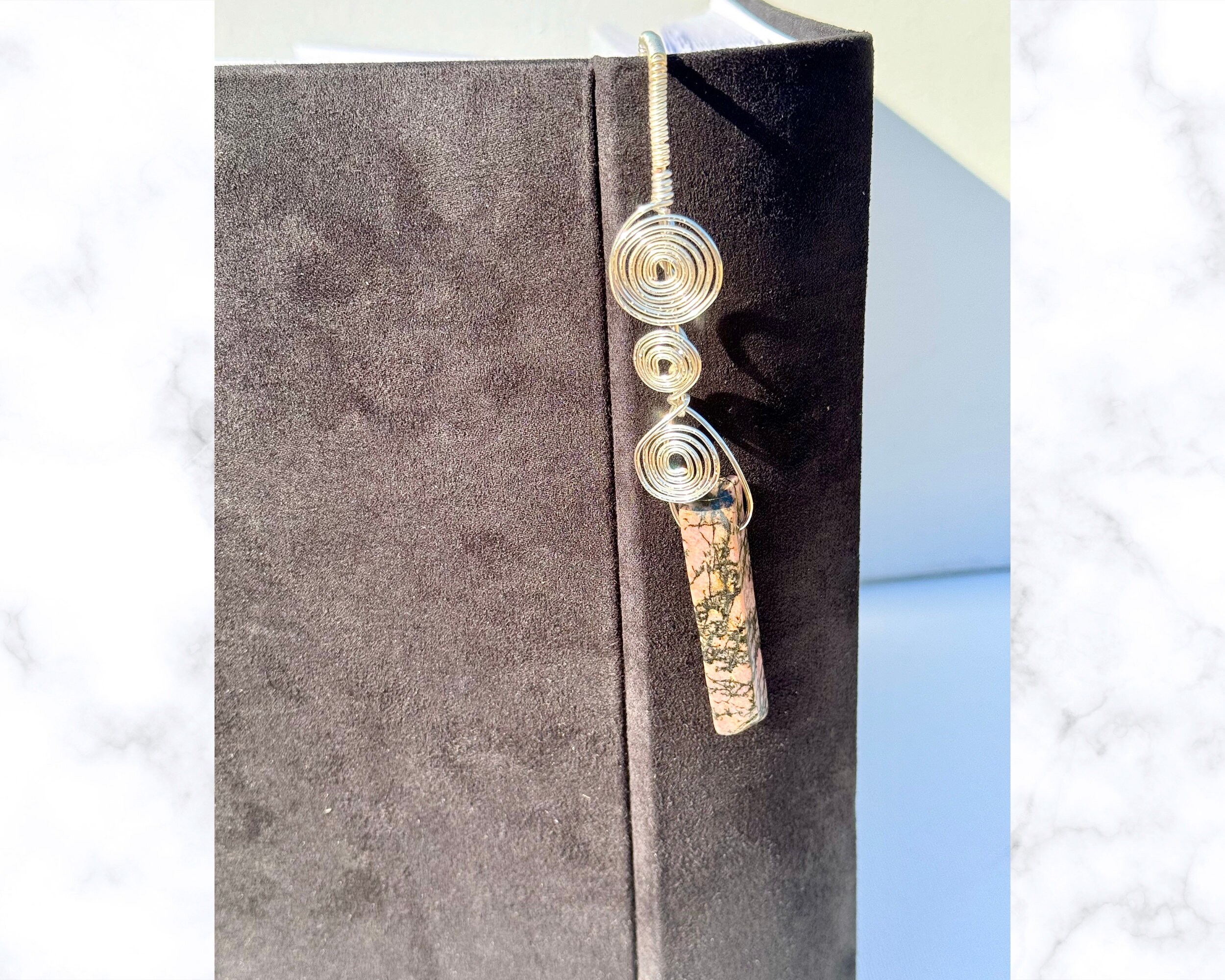 Unique Bookmark-crystal Bookmark-unique Wire Wrapped Gift-rhodonite ...