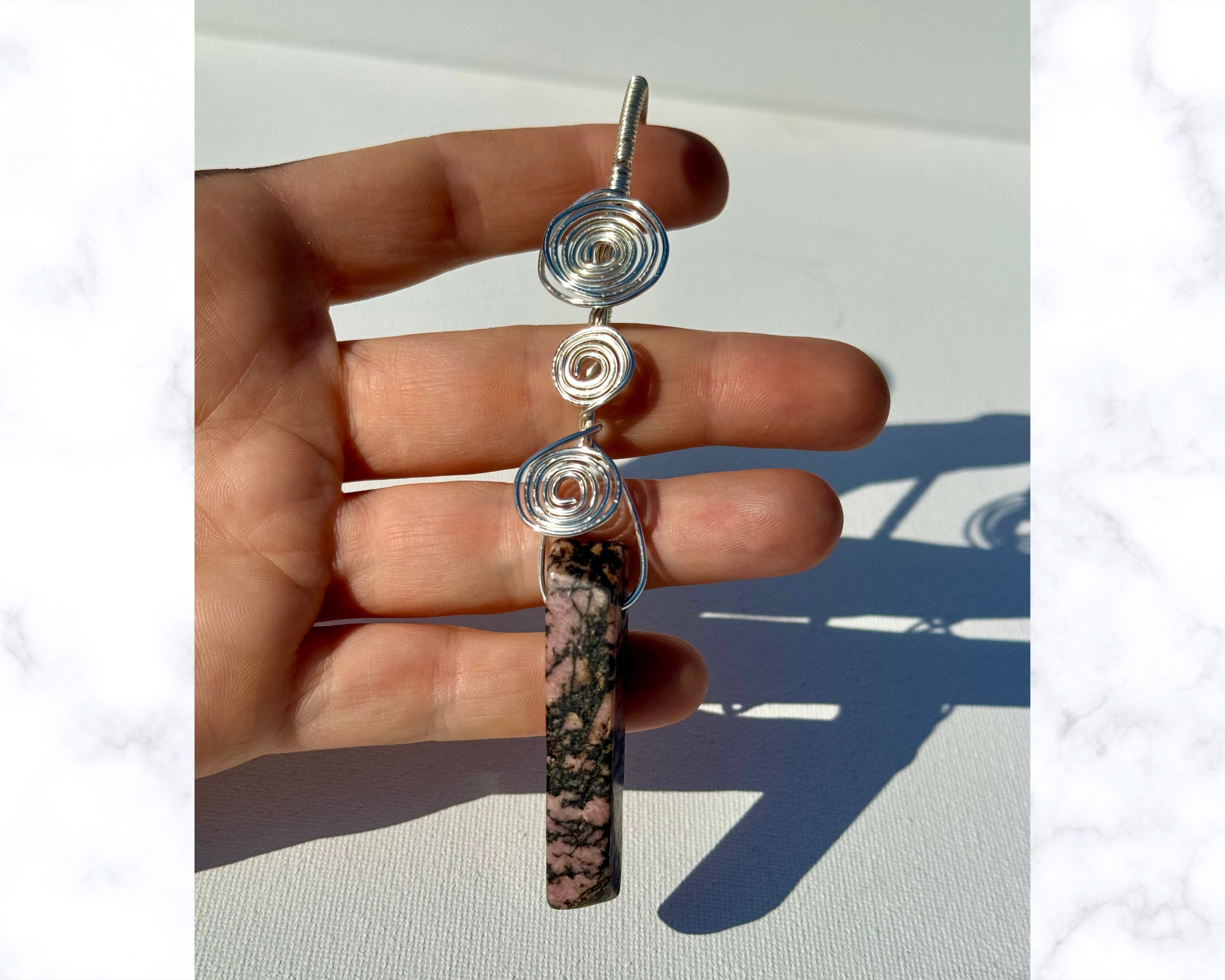 Unique Bookmark-crystal Bookmark-unique Wire Wrapped Gift-rhodonite ...