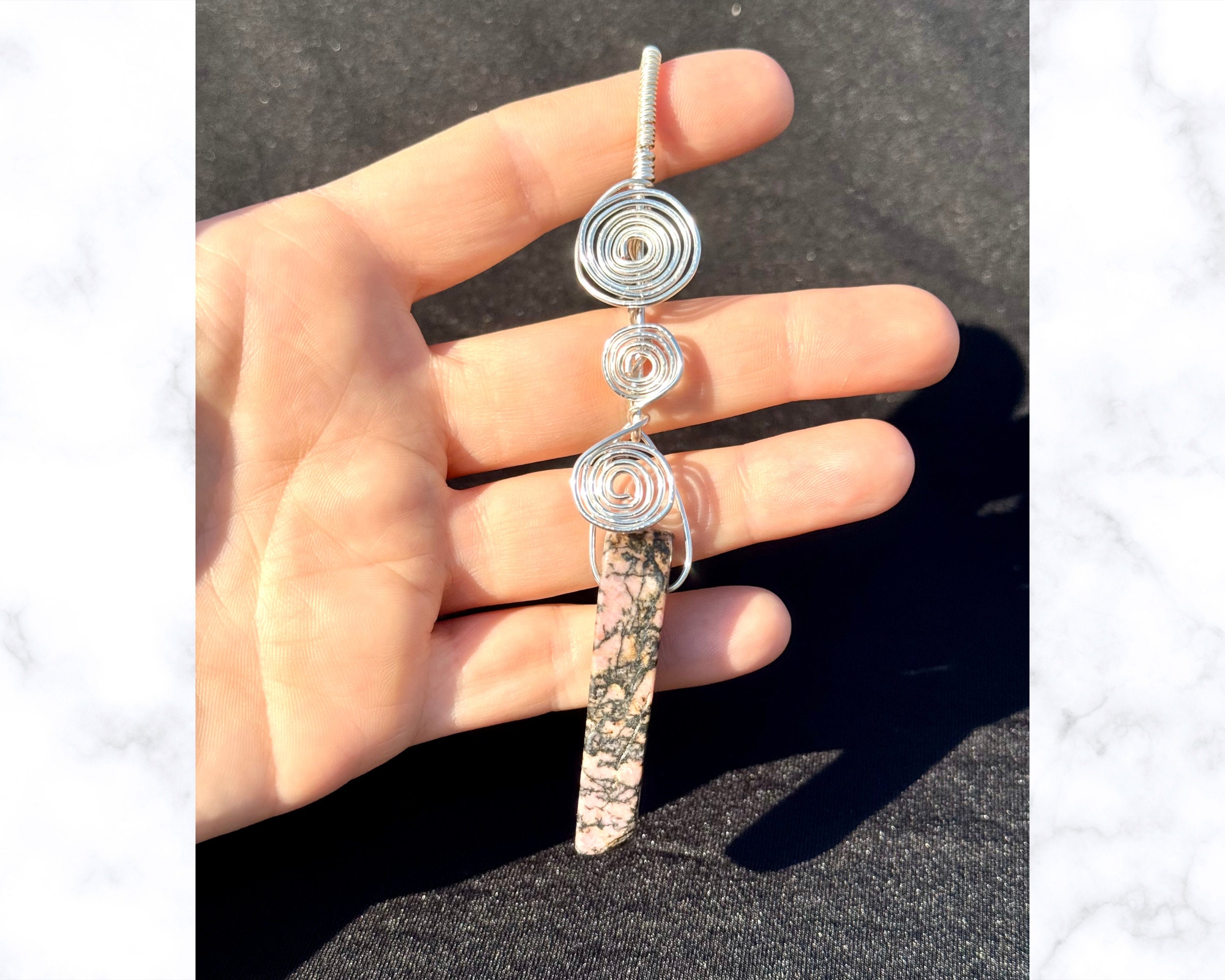 Unique Bookmark-crystal Bookmark-unique Wire Wrapped Gift-rhodonite ...