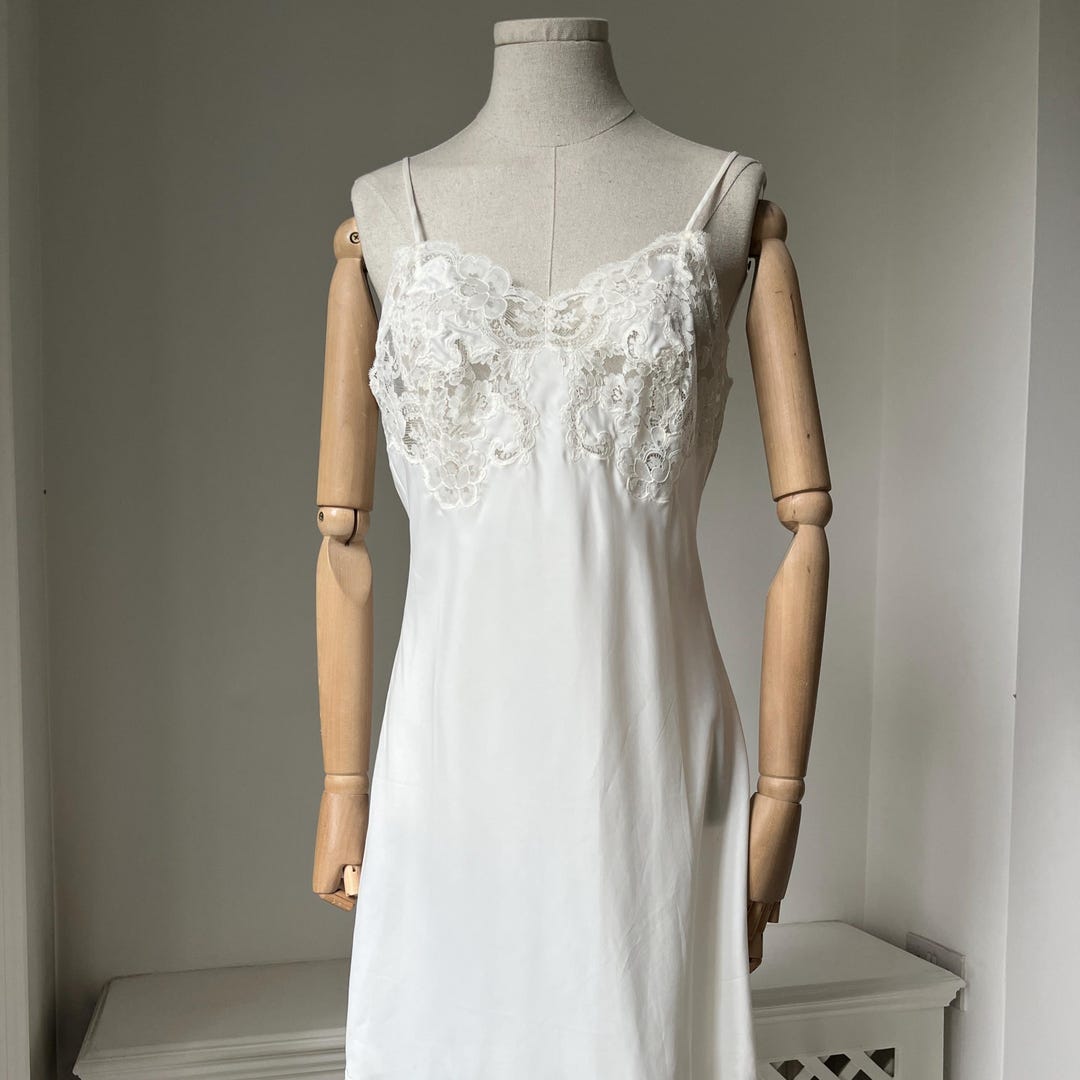 Vintage 1950s 'helen Stuart' White Satin Midi Slip - Etsy