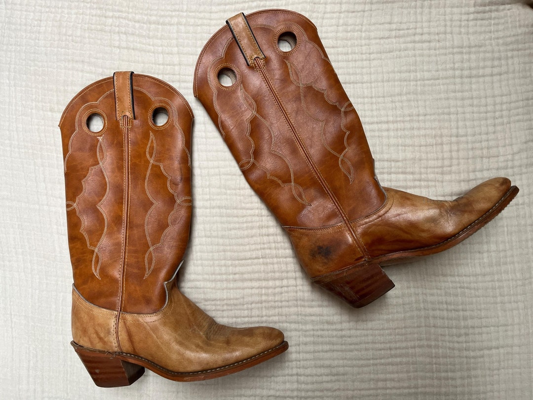 Vintage 1970s *collectable* Brown Leather 'ACME' Cowboy Boots - Etsy