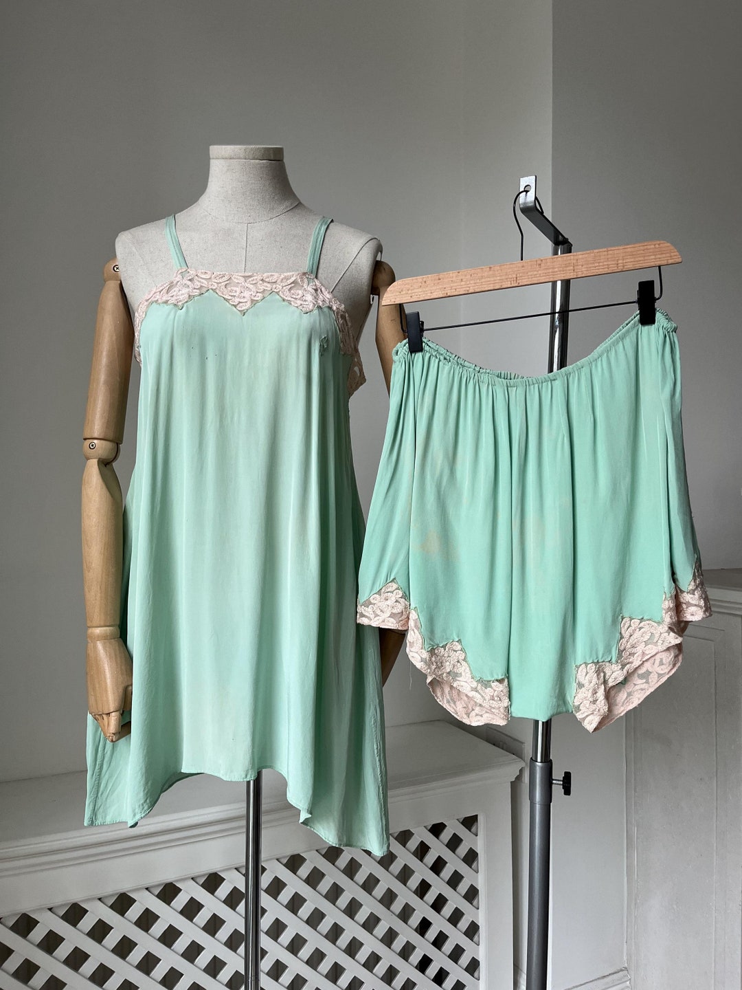 Vintage 1920s 1930s Eau De Nil Chemise and Tap Pants Set - Etsy