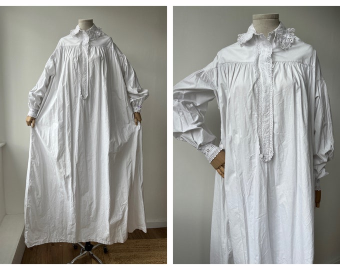 XXL 1880s 1890s Victorian Mens White Cotton Smock Nightgown - Etsy
