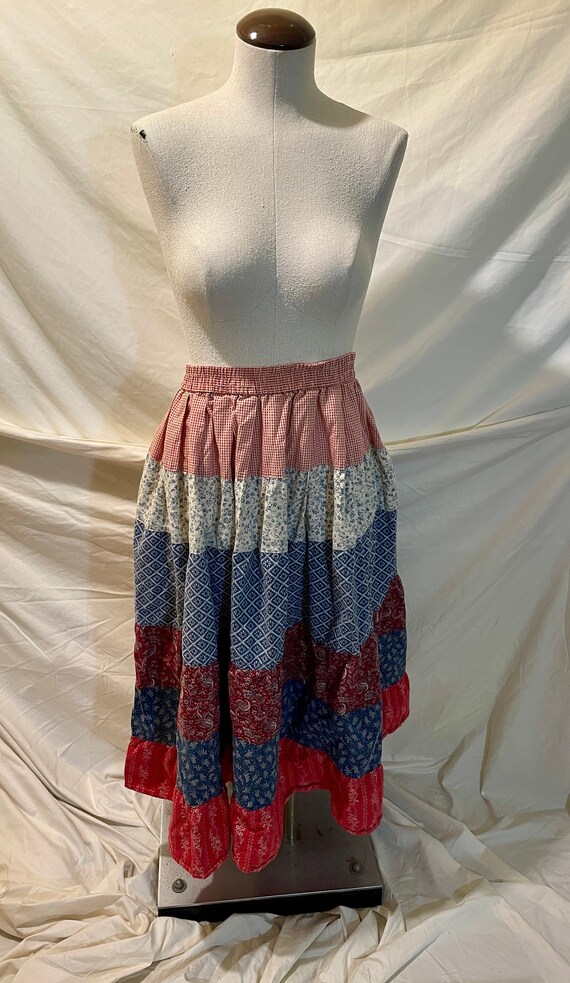 1980s blue patchwork skirt - Gem