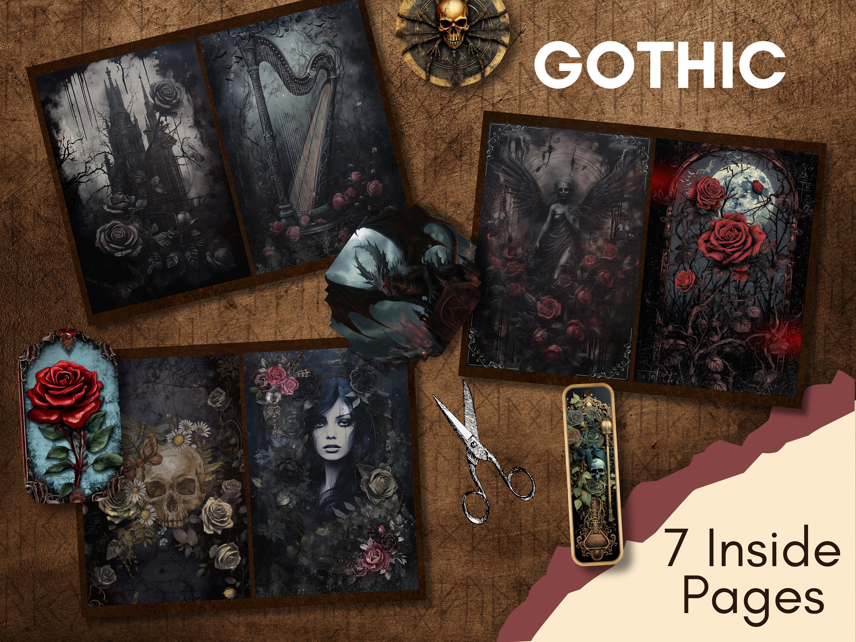 Gothic Junk Journal Kit printable Pages With Ephemera, Cover, Tags ...