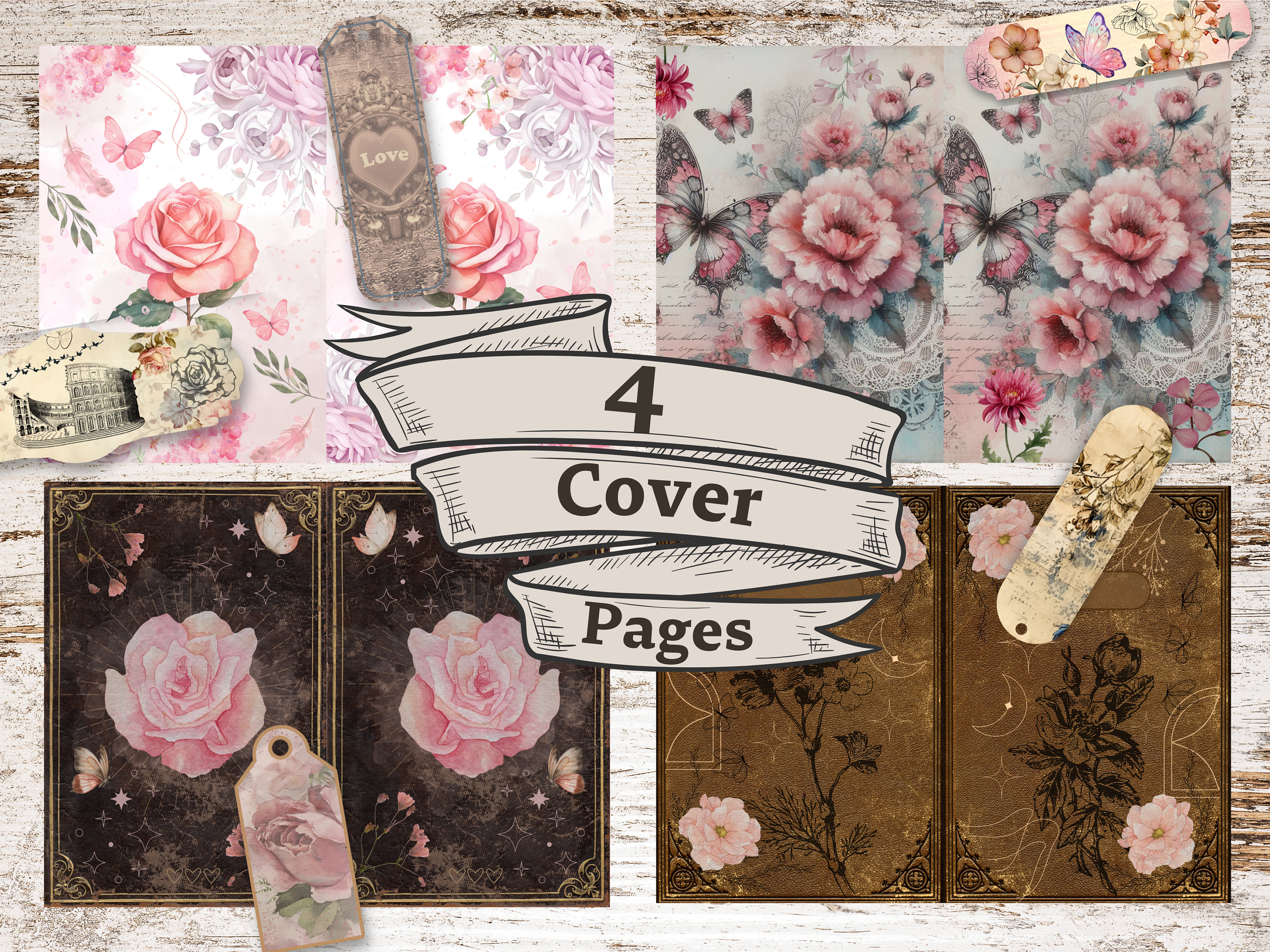 Vintage Shabby Chic Junk Journal Kit printable Pages With Ephemera ...