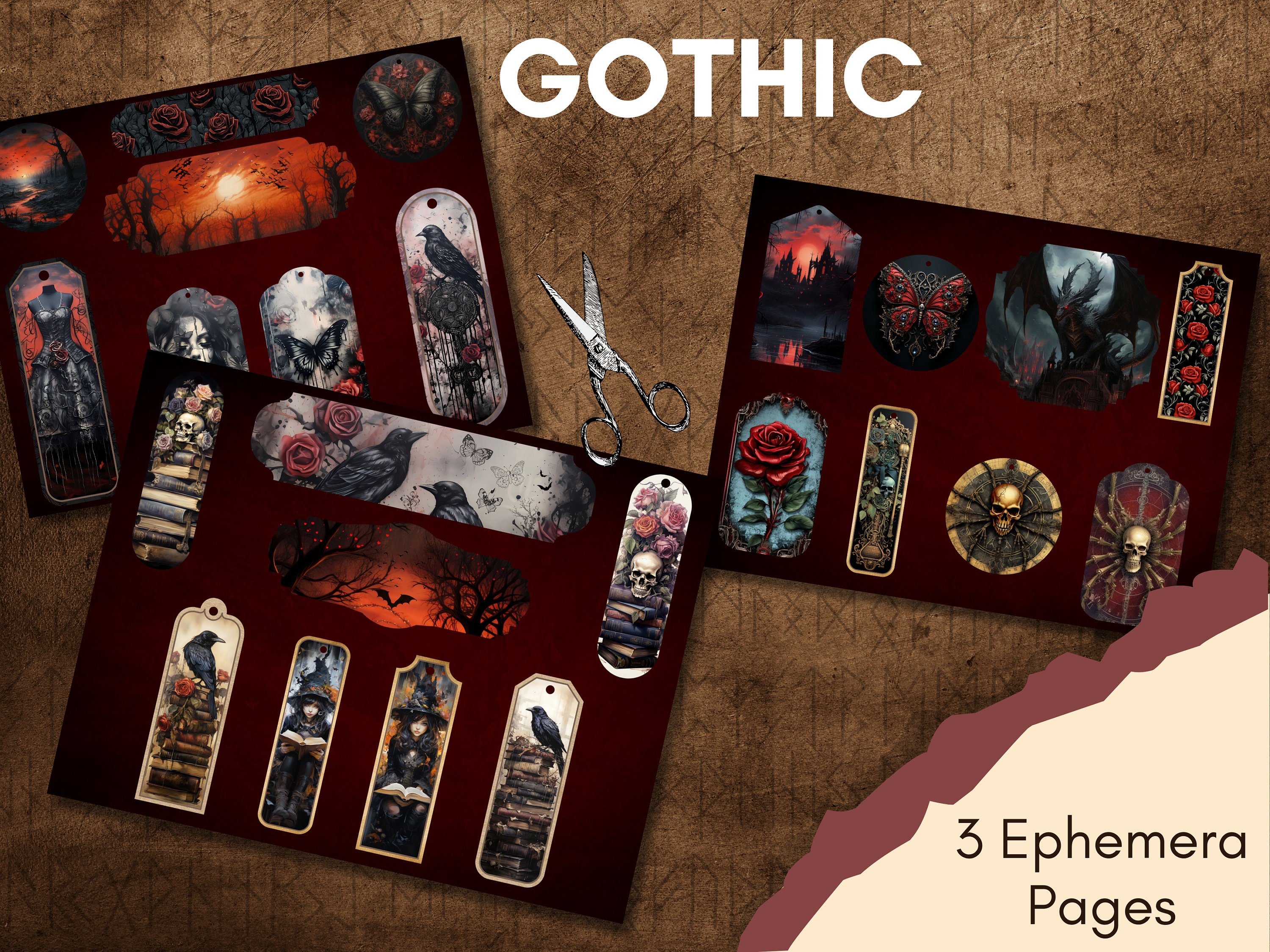 Gothic Junk Journal Kit (printable Pages With Ephemera, Cover, Tags ...