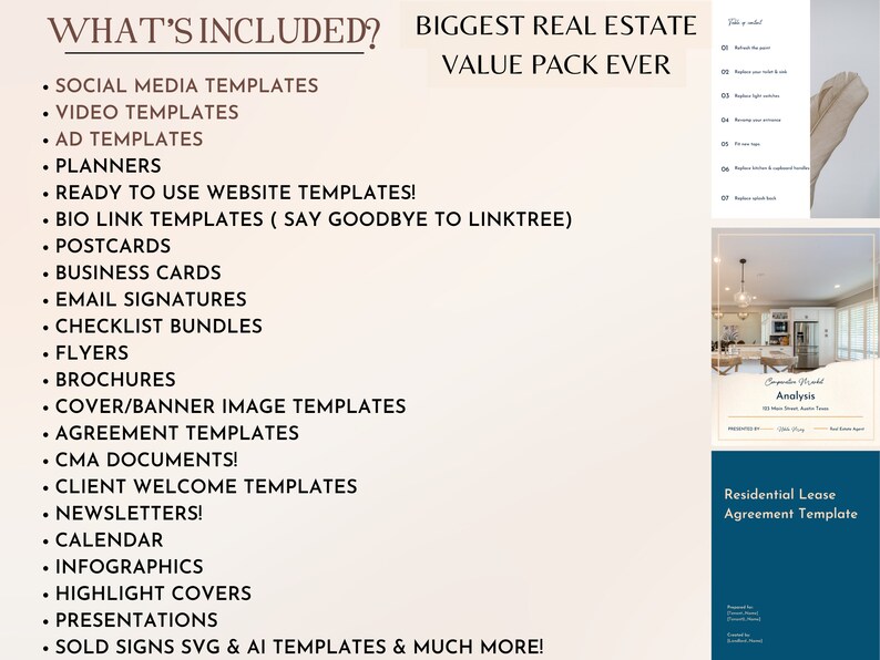 Realtor Marketing Kit, Branding Bundle, Real Estate Black Canva ...