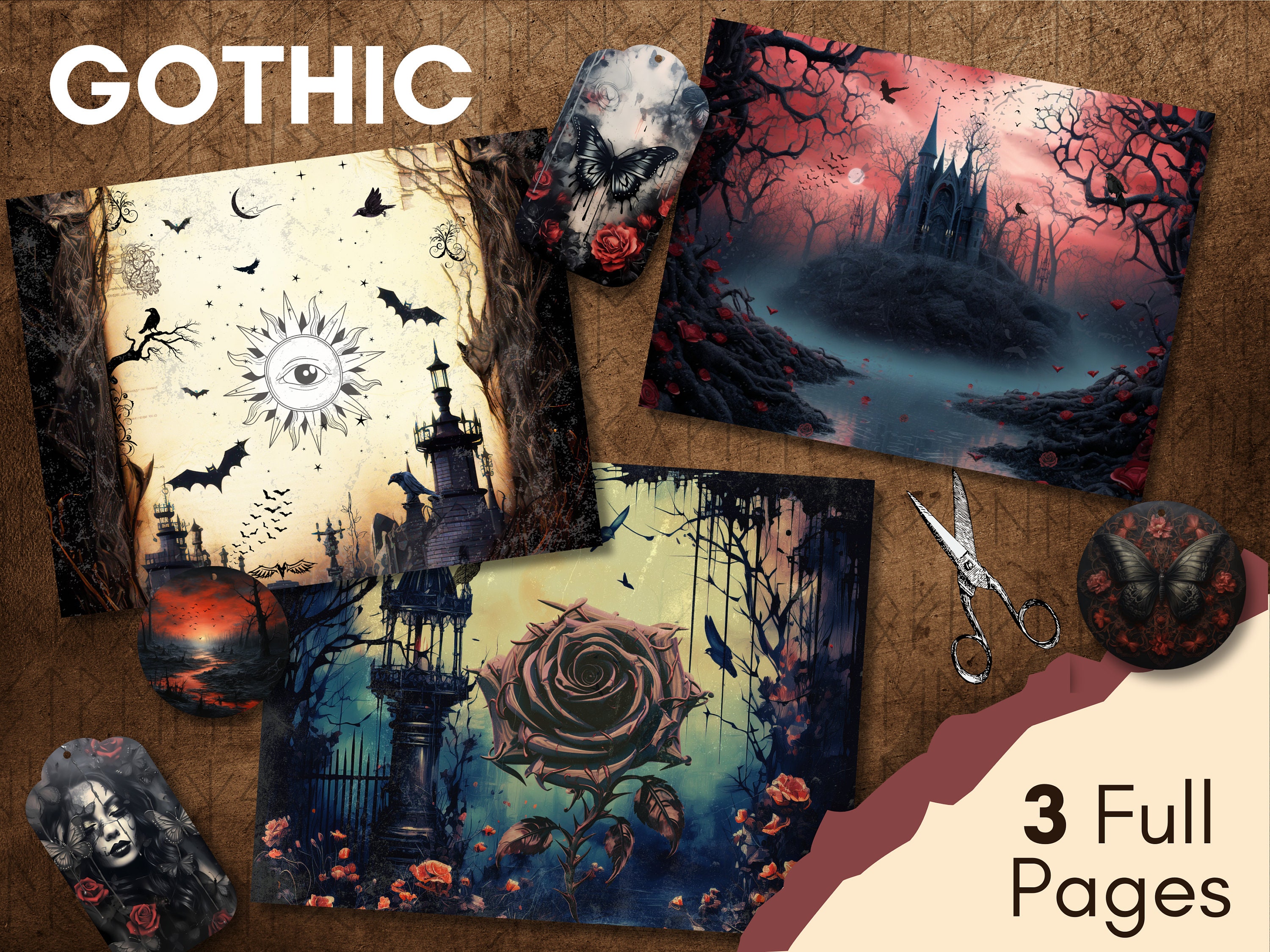 Gothic Junk Journal Kit (printable Pages With Ephemera, Cover, Tags ...