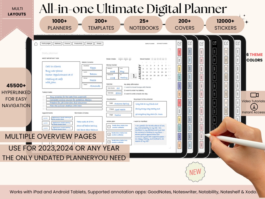 All in One Digital Planner 2025 Digital Planner Undated Digital Planner ...