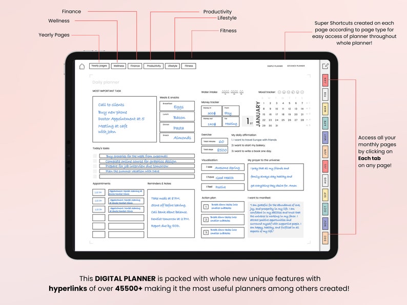 All in One Digital Planner | 2025 Digital Planner | Undated Digital ...