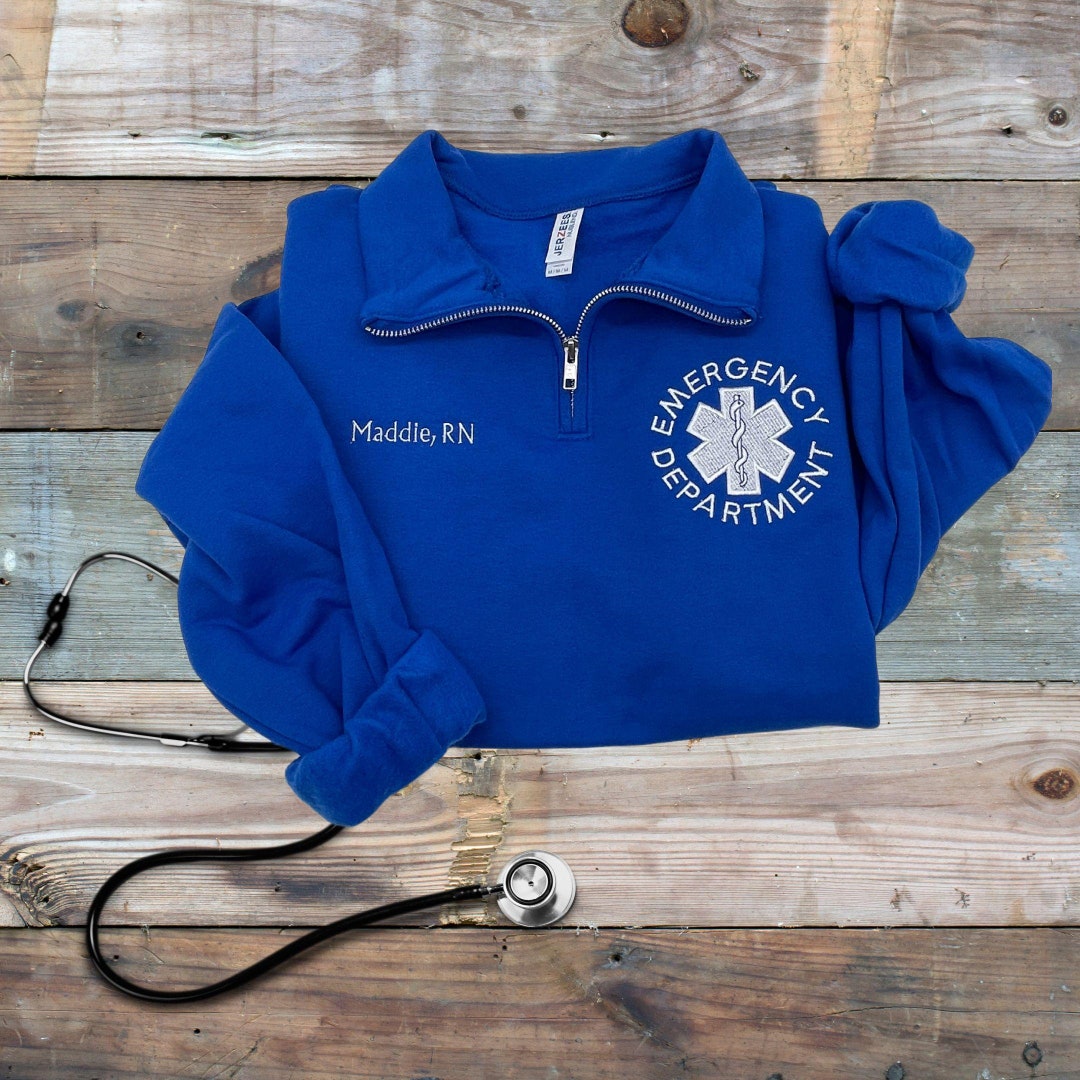 Emergency Department Sweatshirt, Quarter Zip, Cozy Nurse Sweater, ER ...