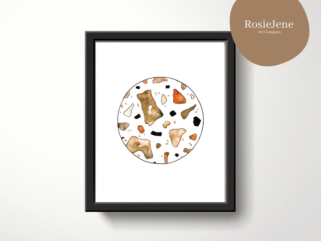 Abstract Terrazzo Circle Art Print, Digital Download, Natural Stone ...