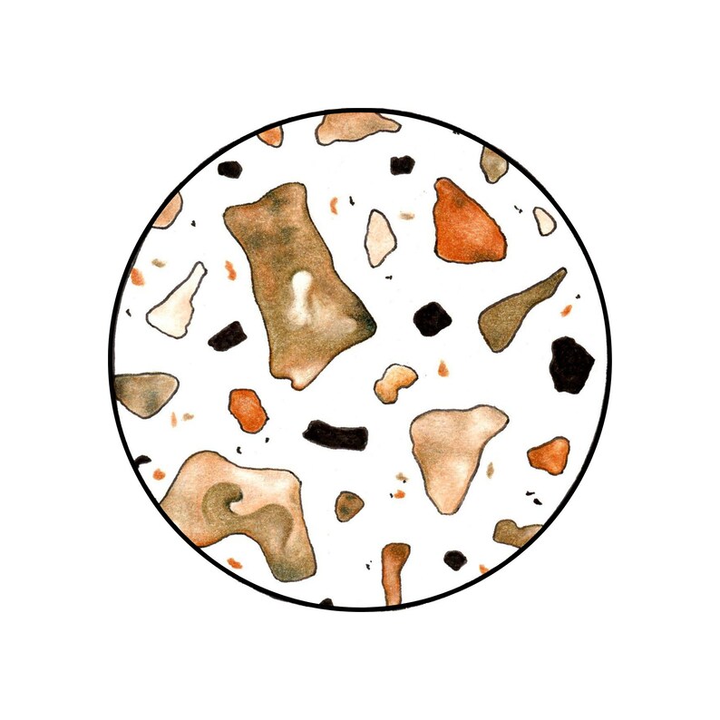 Abstract Terrazzo Circle Art Print, Digital Download, Natural Stone ...