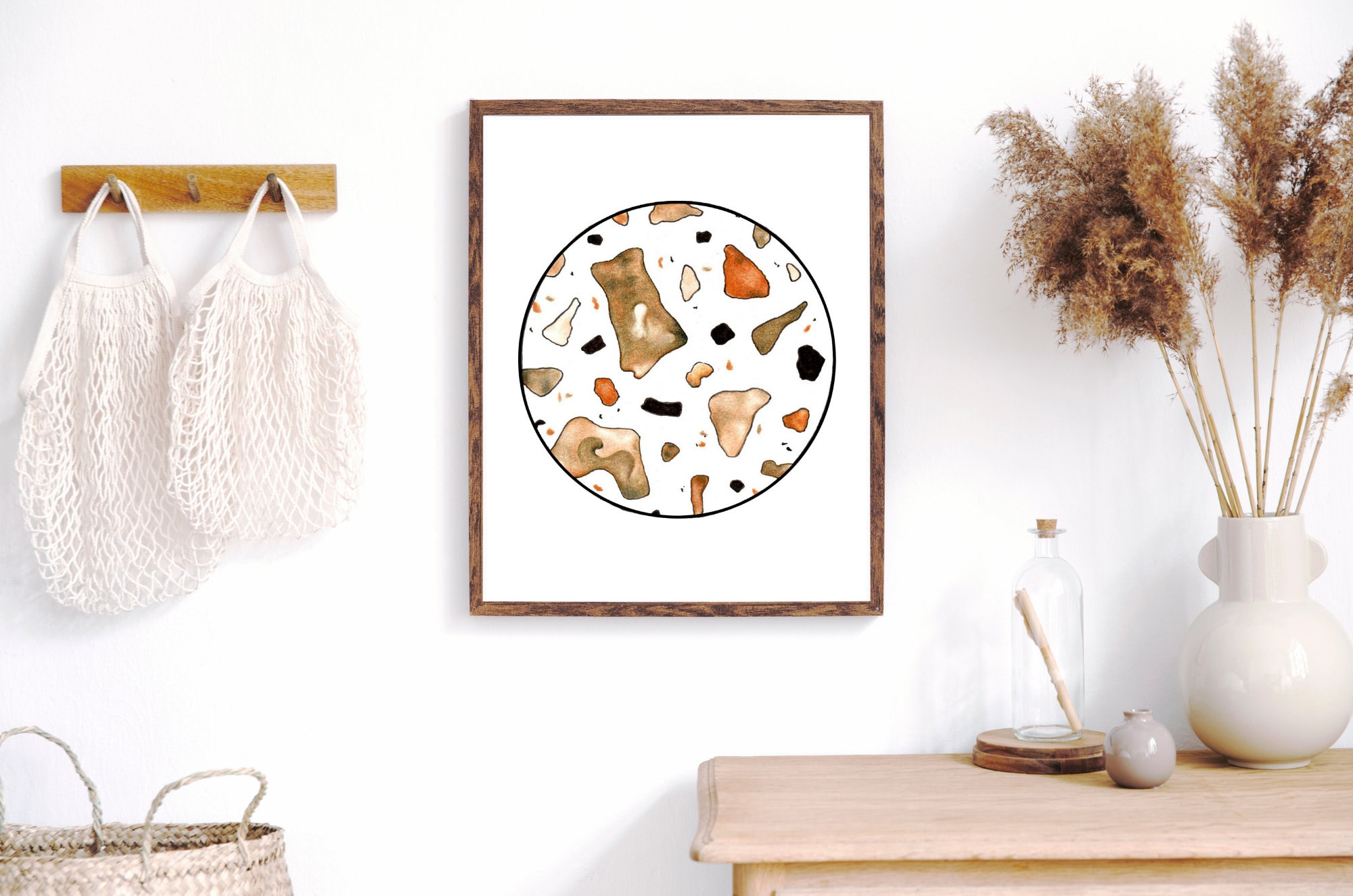 Abstract Terrazzo Circle Art Print, Digital Download, Natural Stone ...